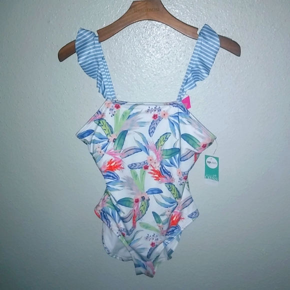 Oasis | Swim | Oasis M White Tropical One Piece Swim Suit New | Poshmark